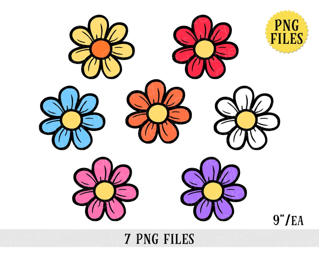 Daisy Flowers Flower Clipart 7 PNG Files Sublimation - Etsy