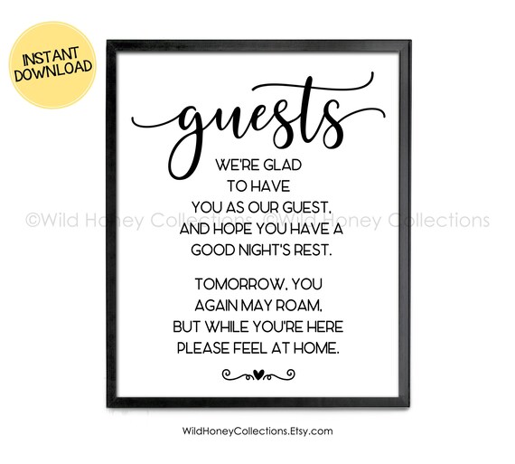 Guest Room Decor Guest Poem Printable Wall Decor Farmhouse - Etsy