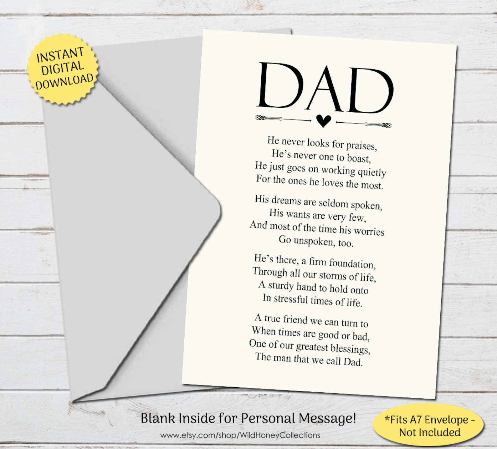 Personalized Gift for Dad Printable Dad Poem Card - Etsy