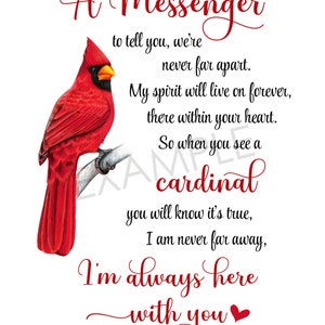 Cardinal Memorial Print: "i Am Always With You" Poem (instant Download ...