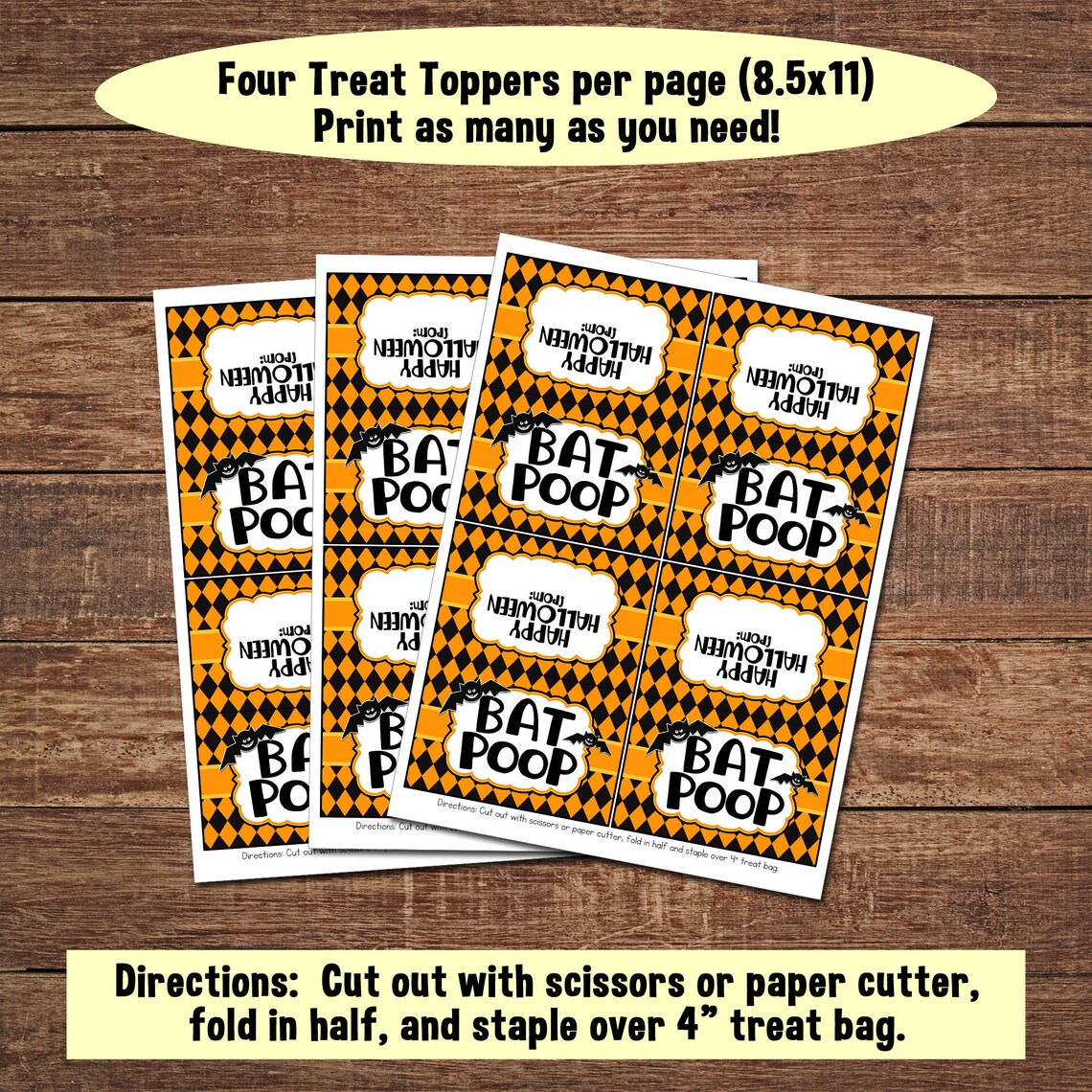 Bat Poop Treat Topper Printable Halloween Treat Bag Topper - Etsy