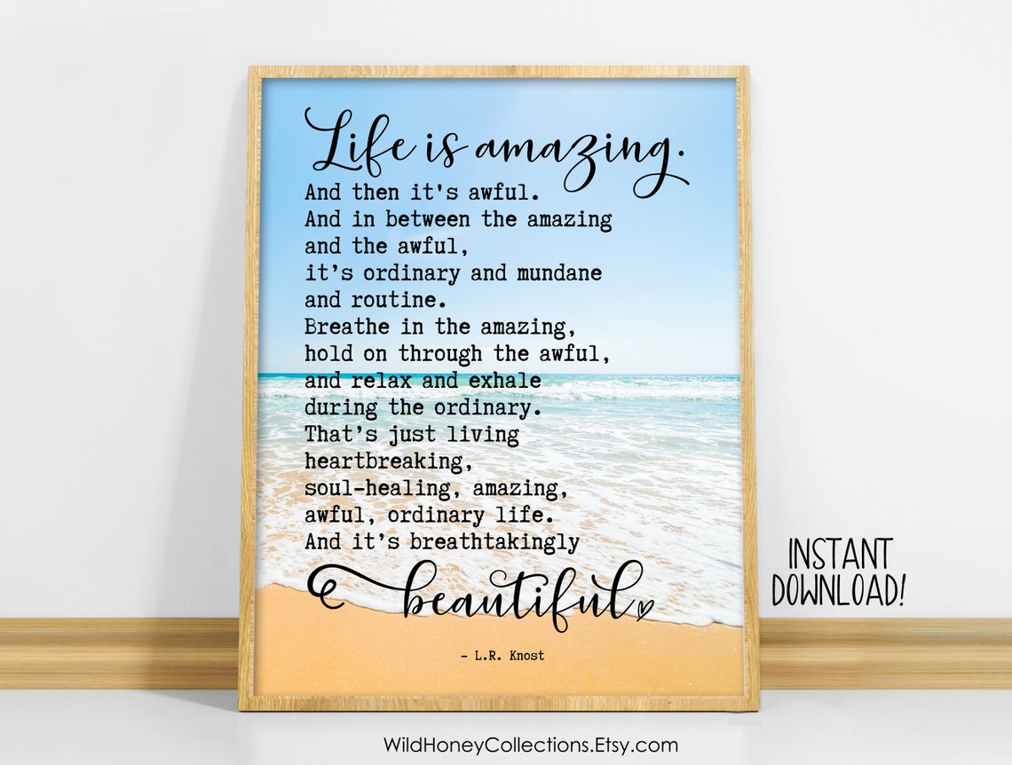 Life is Amazing Large Printable Wall Art Beach Scene | Etsy