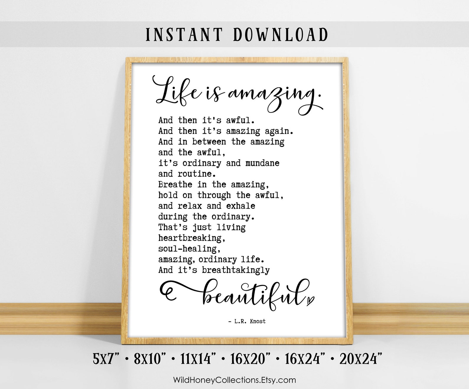 Life is Amazing Large Printable Art Inspirational Sign Life - Etsy