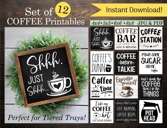 Coffee Printables Set of 12 Mini Coffee Bar Set Funny | Etsy