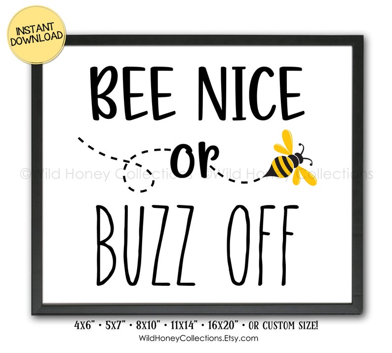 Bee Nice or Buzz Off Printable Bee Decor Tiered Tray - Etsy
