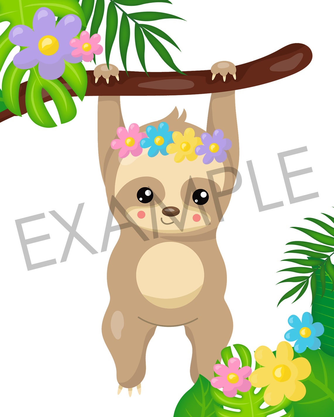 Cute Sloths, Printable Wall Art, Girls Room Decor, Nursery Decor, Set ...