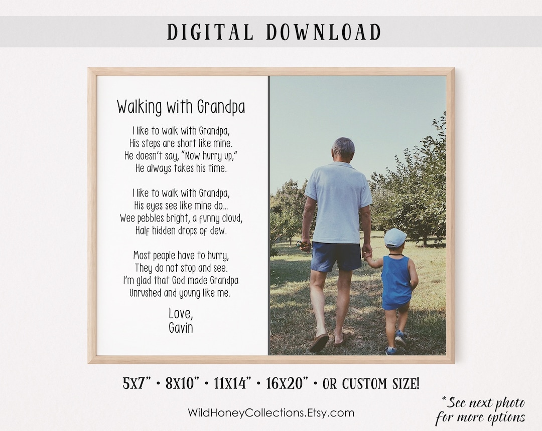 Walking With Grandpa Poem | Printable Gift for Grandpa, Papa, Pop ...