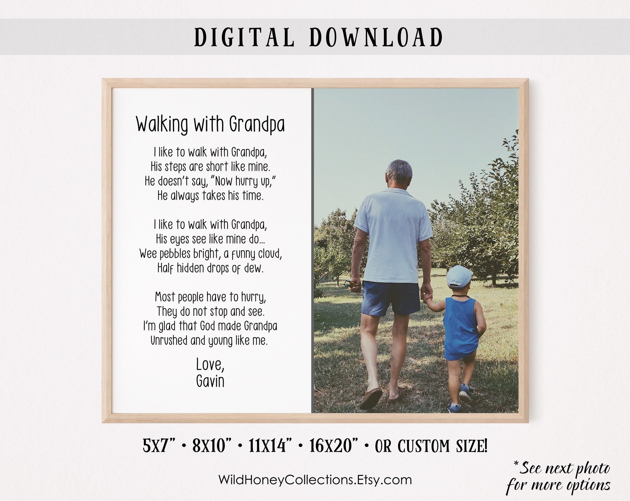 Walking With Grandpa Poem Printable Gift for Grandpa Papa - Etsy Ireland