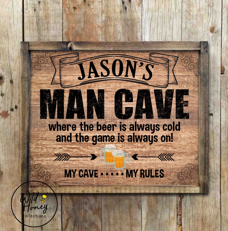 Man Cave Sign, Personalized Printable Bar Sign, Father's Day Gift ...