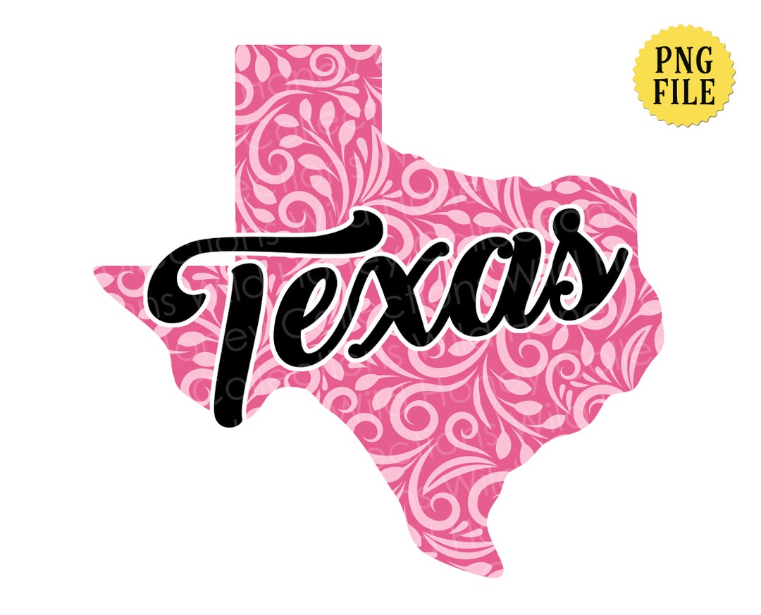 Texas State Silhouette, PNG File, Pink Ornate Pattern, Crafting ...