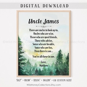 Printable Gift for Uncle, Uncle Poem, Personalized Gift for Uncle, From ...