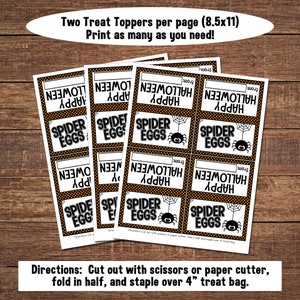 Spider Eggs Halloween Treat Topper: Printable Party Favor (digital ...