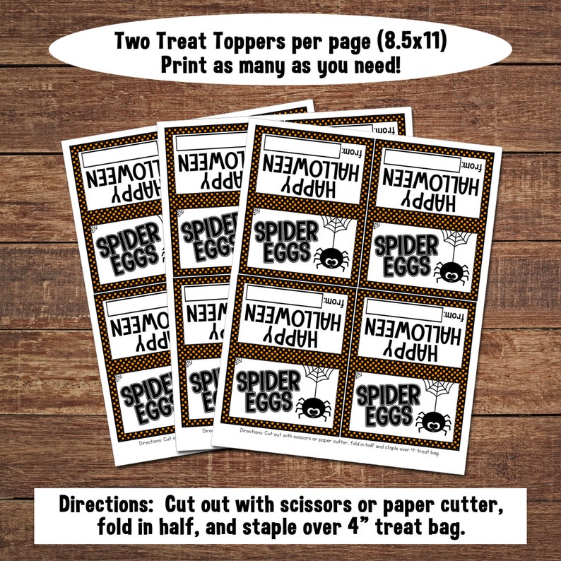 Spider Eggs Halloween Treat Topper: Printable Party Favor (digital ...