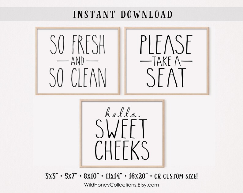 Printable Farmhouse Bathroom Decor, so Fresh so Clean, Please Take A ...