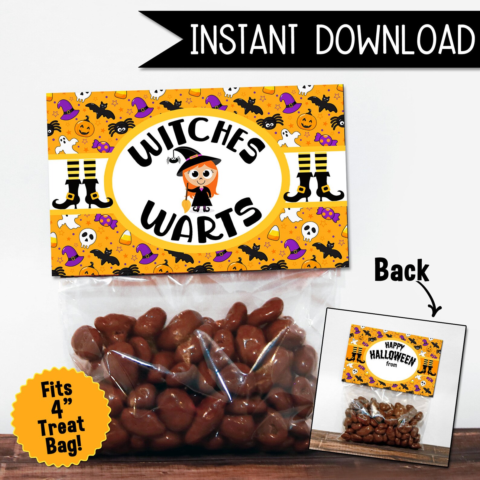 Witches Warts Printable Halloween Treat Topper Snack Bag - Etsy