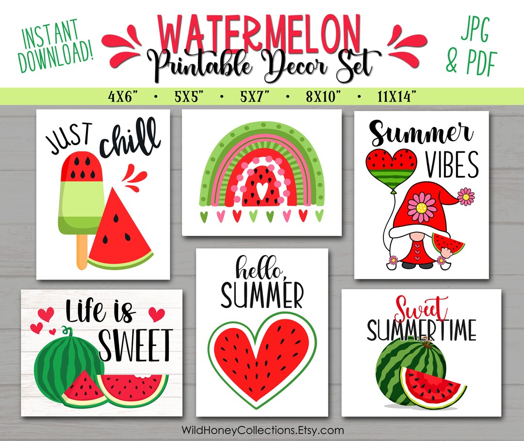 Watermelon Printable Decor, Tiered Tray Decor, Printable Wall Art ...