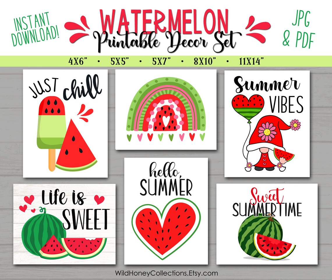 Watermelon Printable Decor Tiered Tray Decor Printable Wall - Etsy
