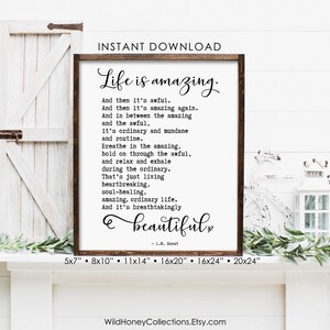 Life is Amazing Large Printable Art Inspirational Sign Life - Etsy