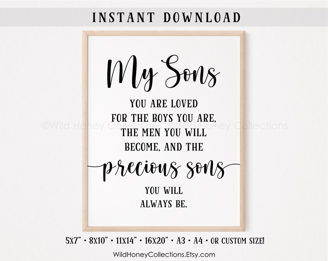 My Son Poem, Plural Version, Precious Sons, You Are Loved, Printable ...