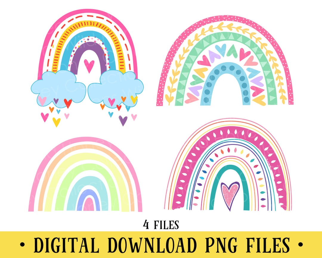 Boho Rainbow PNG Files: Colorful Pastel Clipart (digital Download) - Etsy