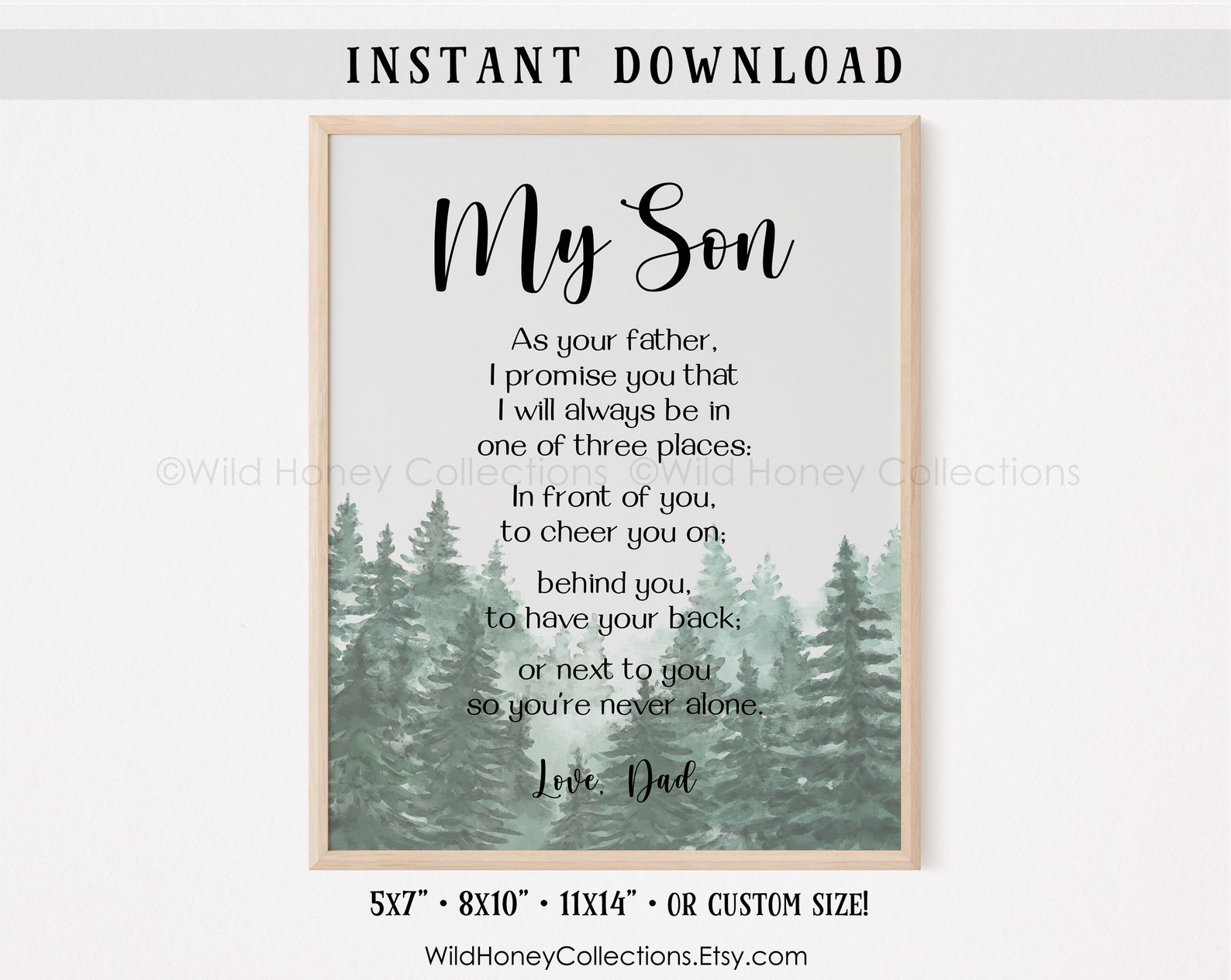 To My Son Printable Poem, Father to Son Gift, Printable Wall Decor ...