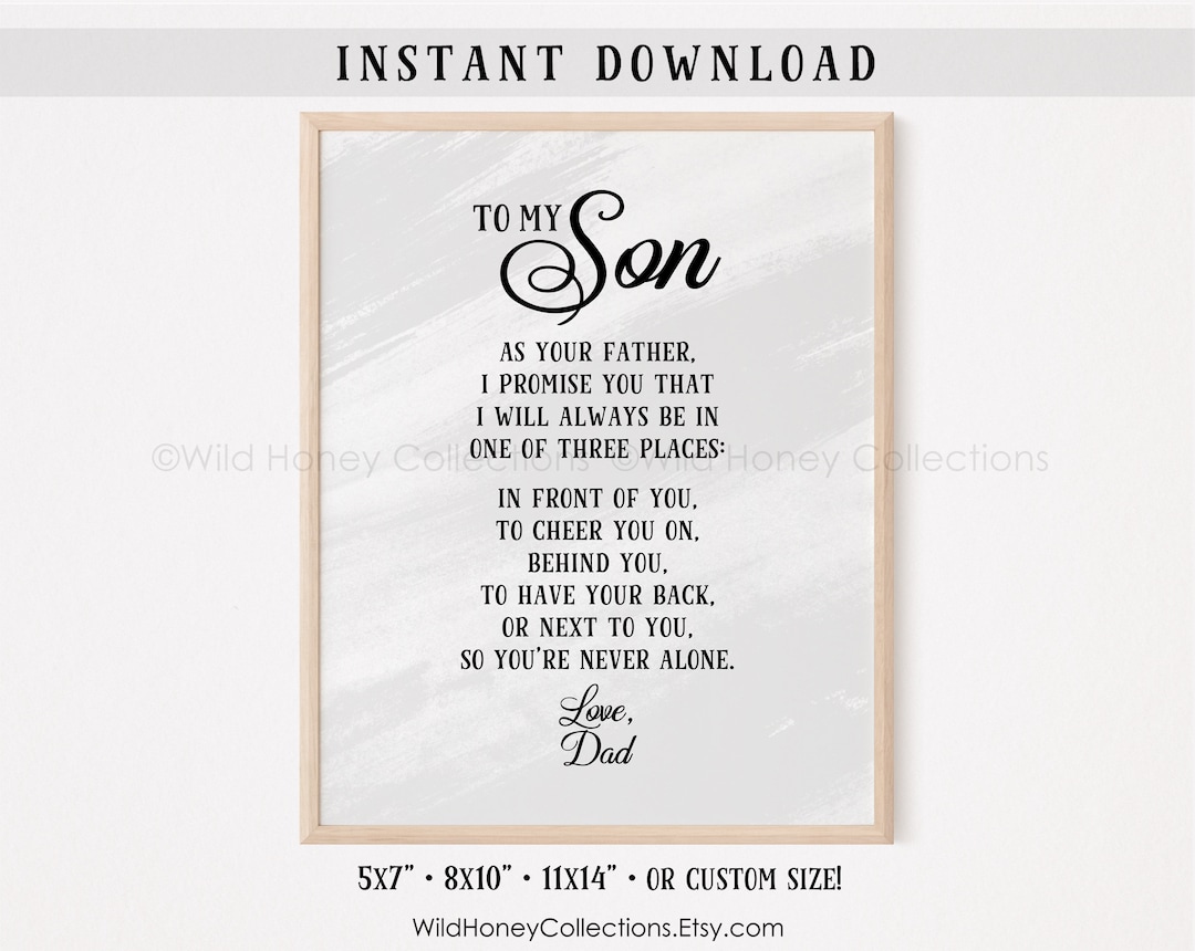 To My Son Printable Poem, Father to Son Gift, Printable Wall Decor ... To My Son Printable Poem, Father to Son Gift, Printable Wall Decor ...