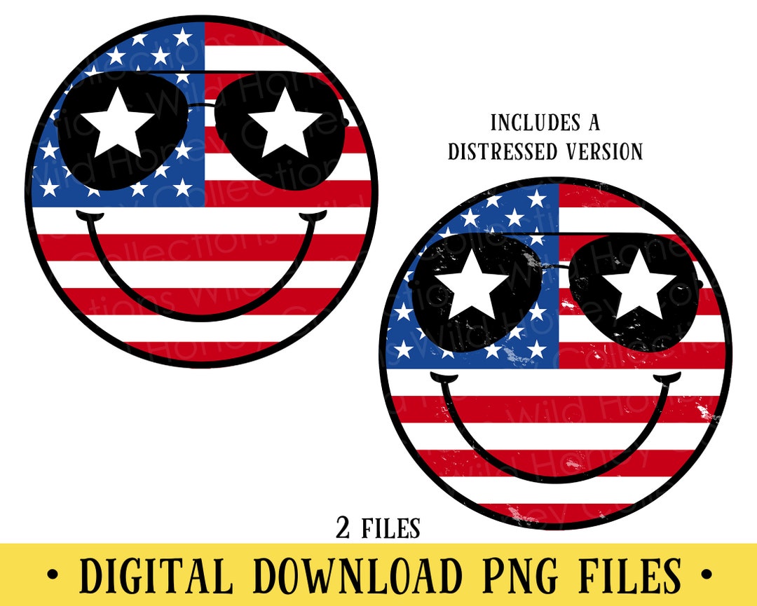American Smiley, Patriotic, Retro, 4th of July, PNG Files, Instant ...
