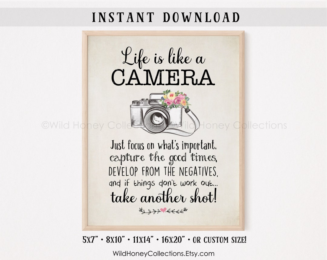 Life is Like A Camera, Inspirational Printable Wall Art, Gift for ...