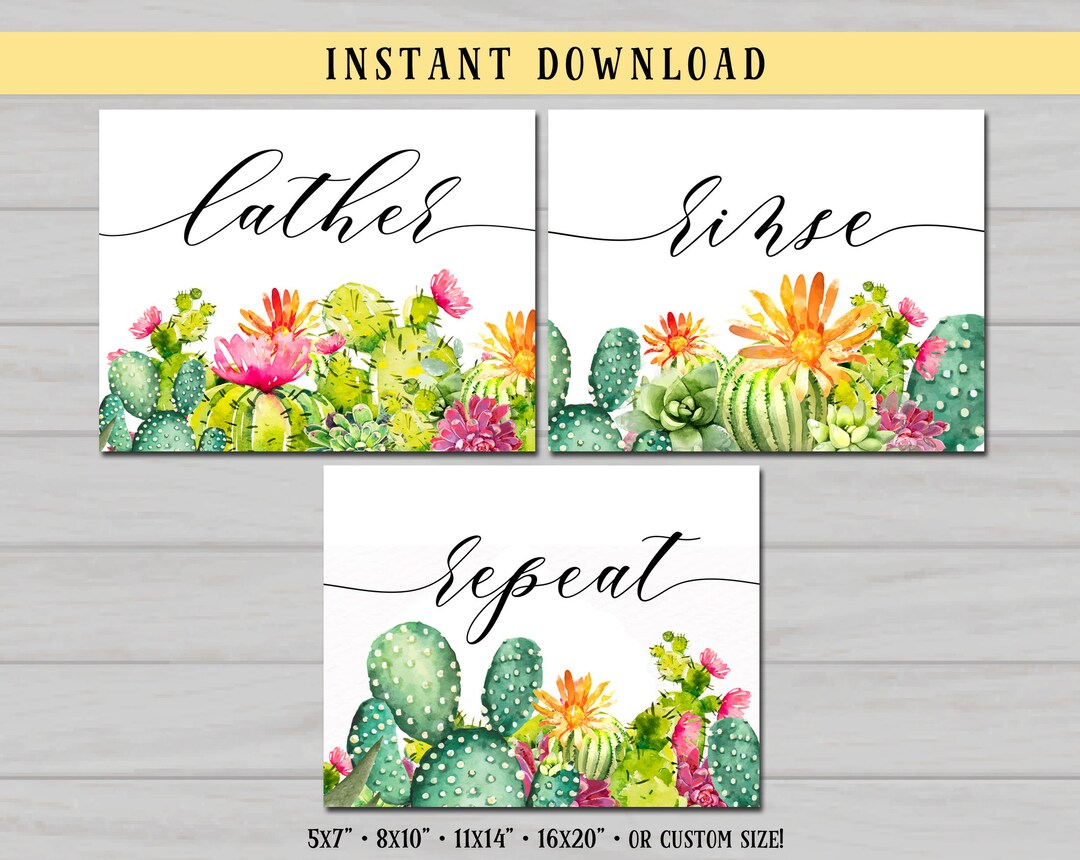 Cactus Bathroom Decor, Printable Wall Art, Succulents, Cacti, Set of 3 ...