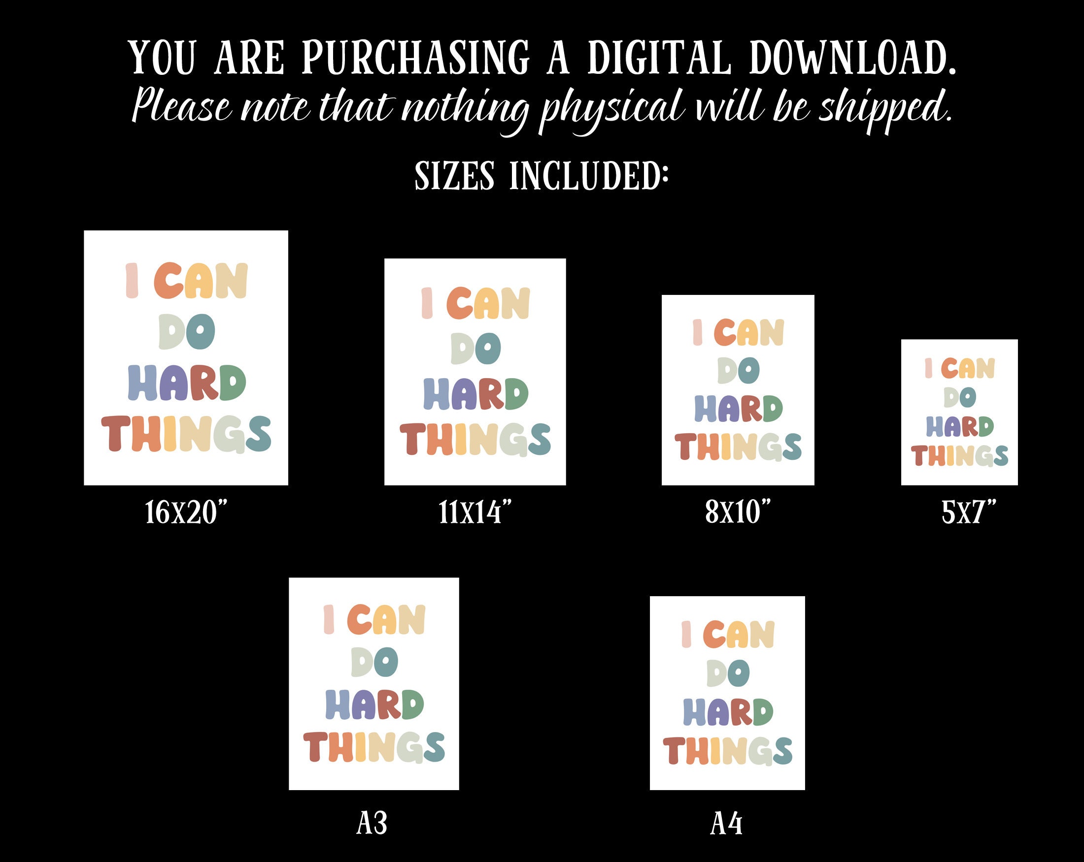 I Can Do Hard Things, Printable Poster, Classroom, Play Room Wall Art ...