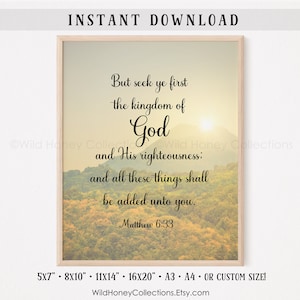 Seek Ye First the Kingdom of God, Matthew 6:33, Printable Religious ...