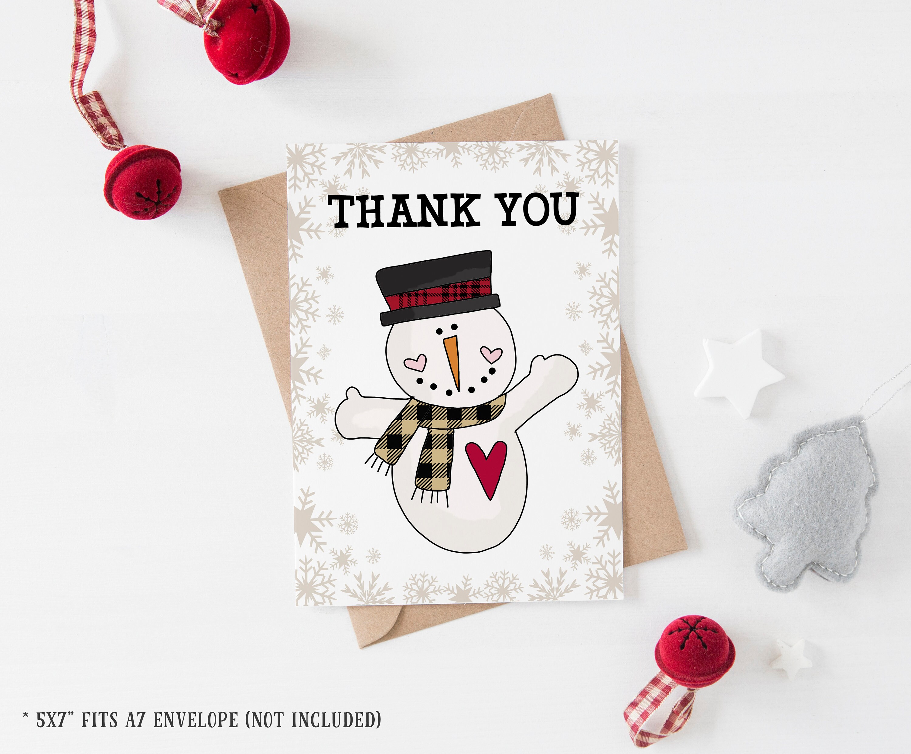 Printable Snowman Thank You Card & Tags: Winter Design (digital ...