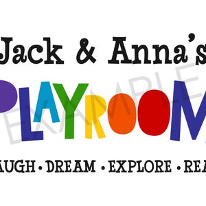 Personalized Playroom Sign, Printable Kids Room Wall Art, Colorful Play ...