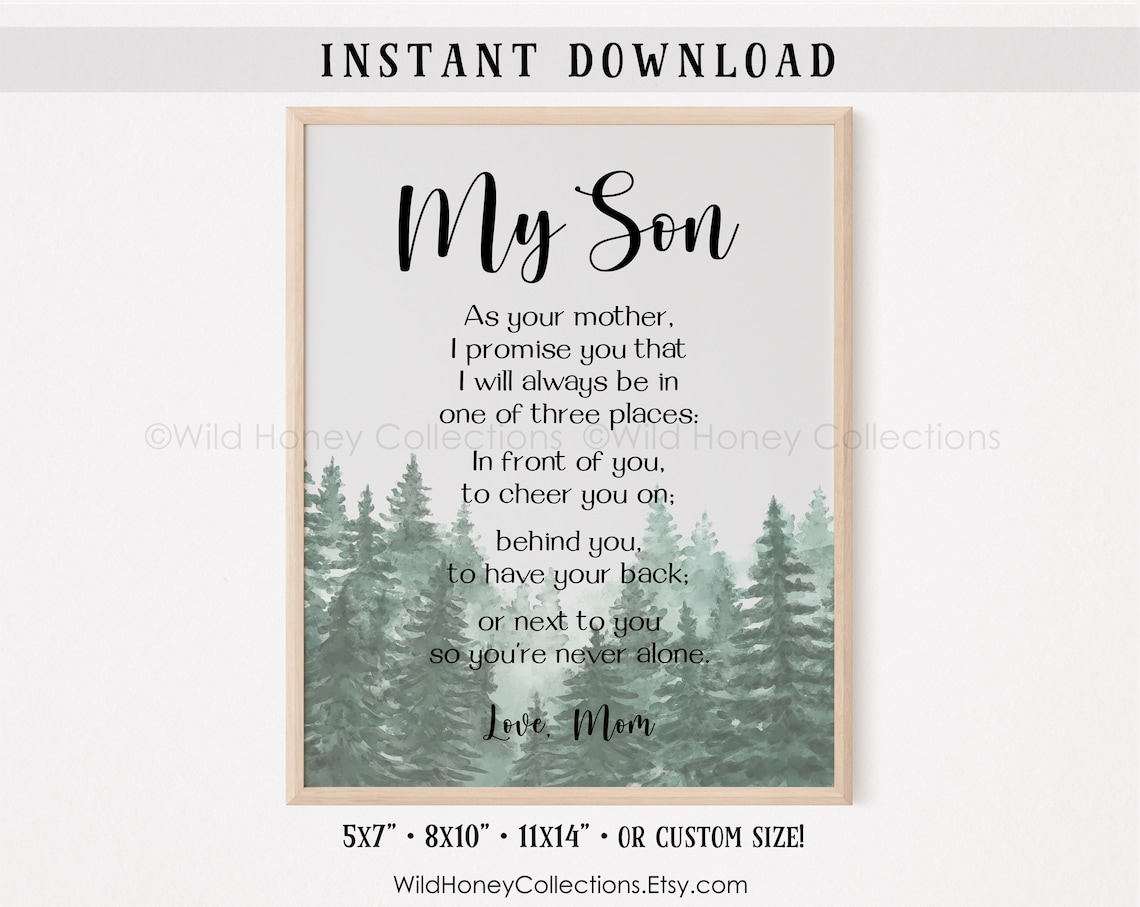 To My Son Printable Poem Mother to Son Gift Printable Wall - Etsy