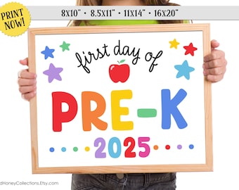First Day of Pre-k 2024-2025 Printable Sign Instant Download - Etsy