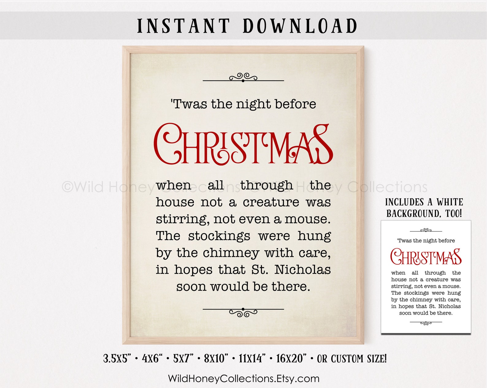Twas the Night Before Christmas Print Christmas Printable - Etsy