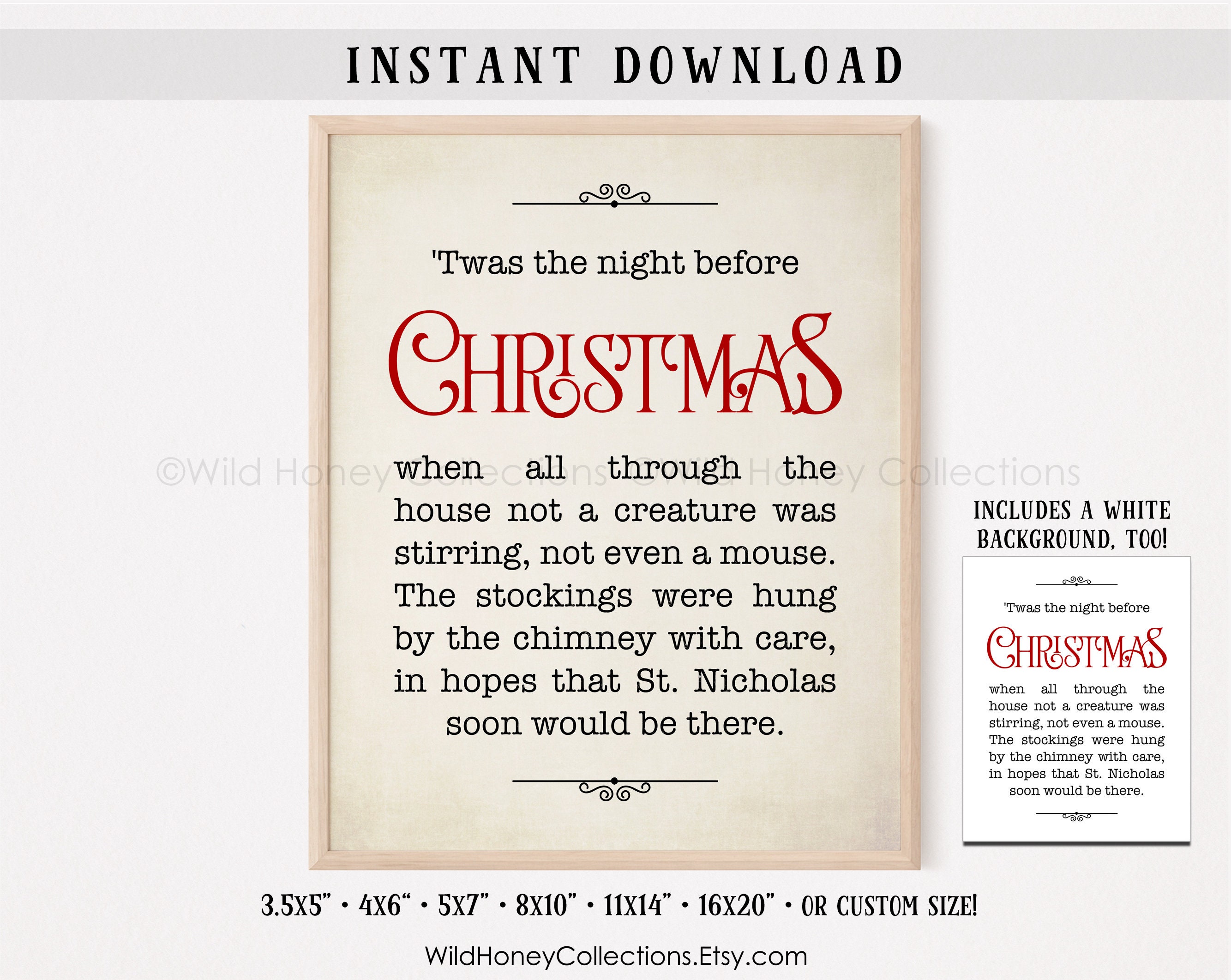 Twas the Night Before Christmas Print | Christmas Printable | Vintage ...