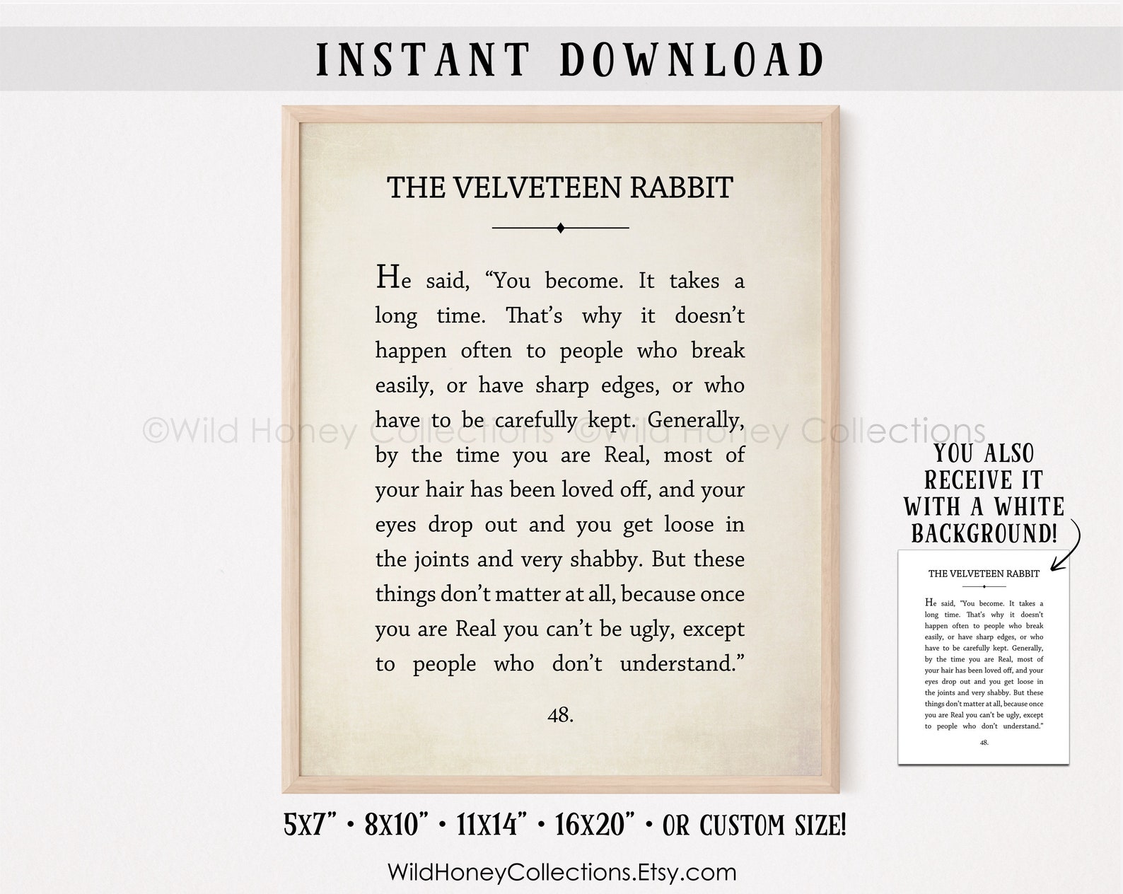The Velveteen Rabbit Book Page Printable Quote Literature - Etsy