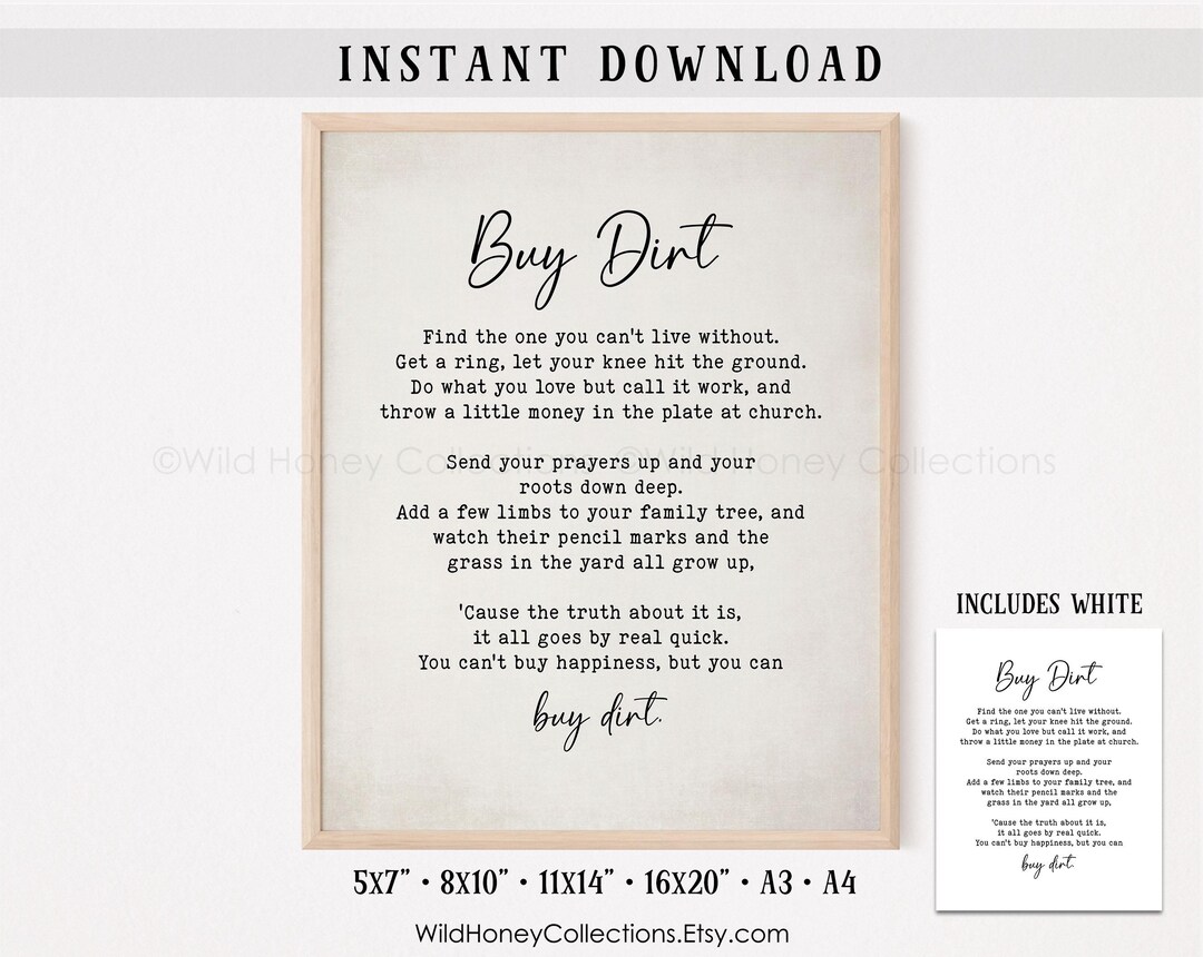 Buy Dirt Wall Decor | Rustic Sign | Printable Wall Art | Wedding Gift ...