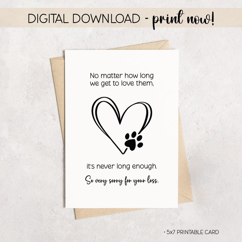 Loss of Your Pet Cards - Etsy