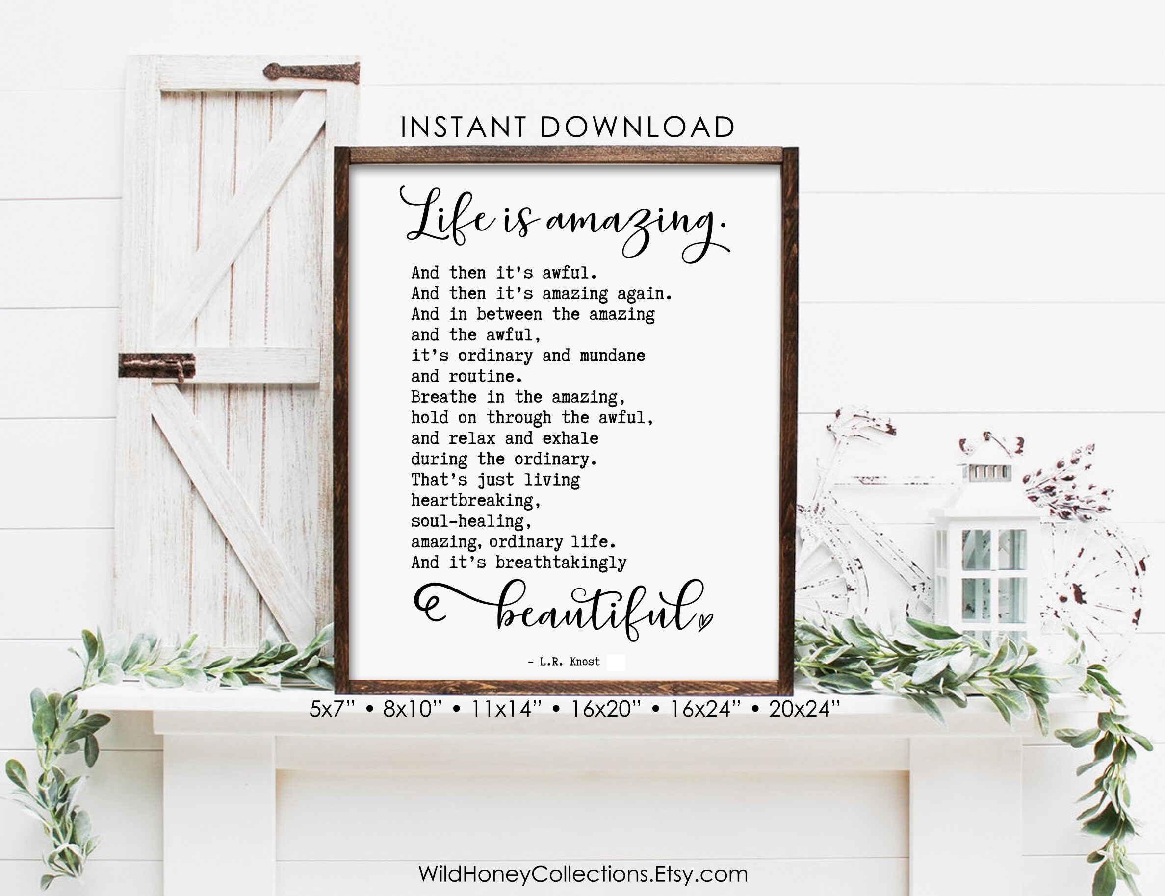 Life is Amazing, Large Printable Art, Inspirational Sign, Life is ...
