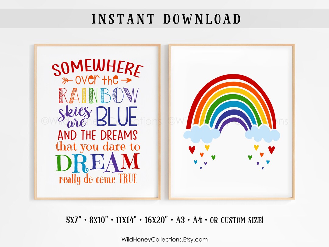 Somewhere Over the Rainbow, Printable Wall Art, Girls Room, Girls ...