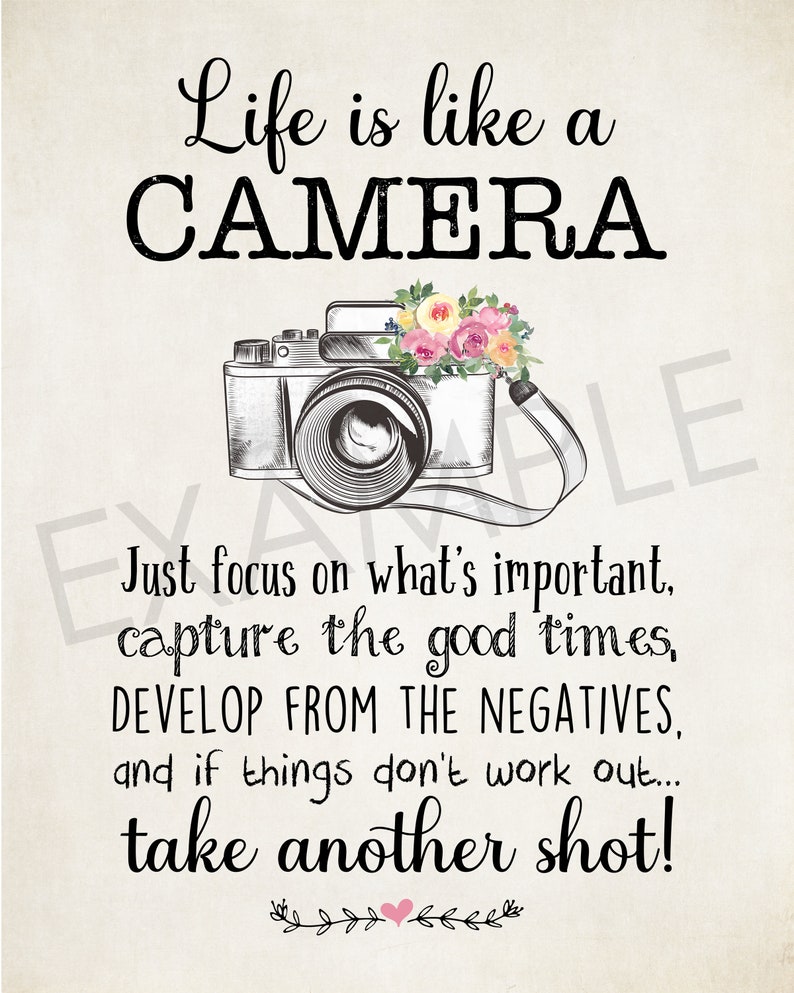 Life is Like A Camera Inspirational Printable Wall Art Gift - Etsy