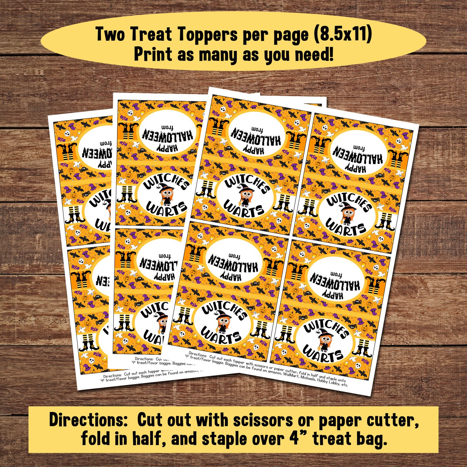 Witches Warts Printable Halloween Treat Topper Snack Bag - Etsy