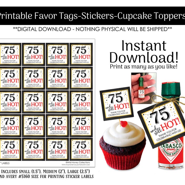 75th Birthday Tags - Etsy