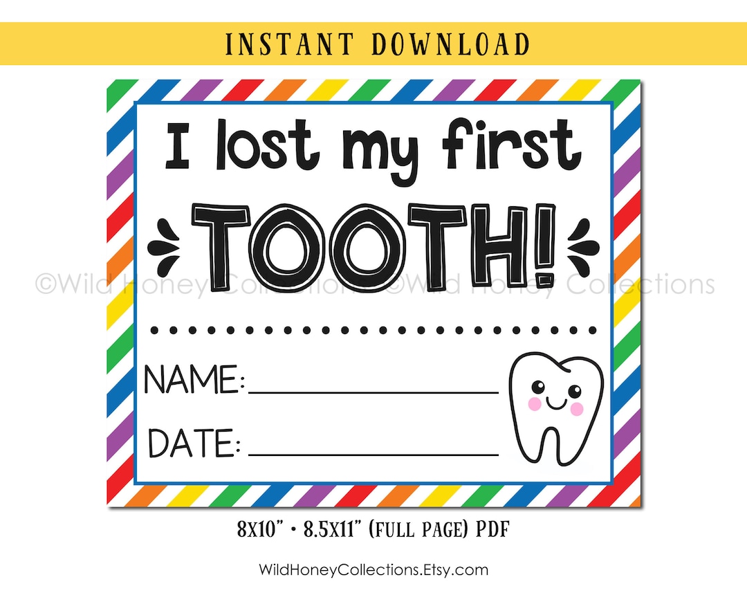 First Tooth Loss Printable Sign: Personalized Keepsake (digital ...