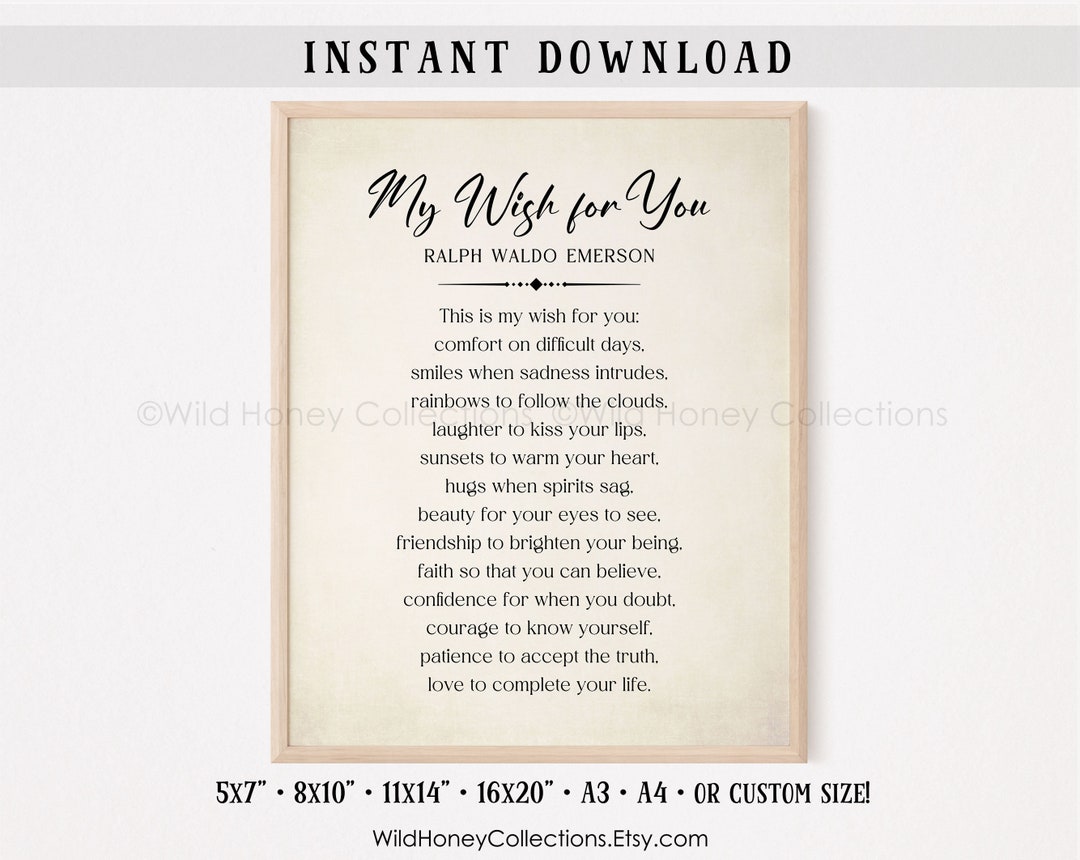 Mein Wunsch für Sie, Ralph Waldo Emerson, Printable Home Dekor ...