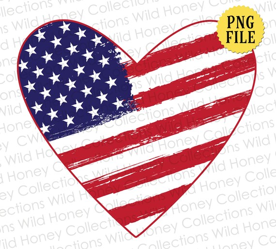 Distressed Patriotic Flag Heart Red White Blue Independence - Etsy