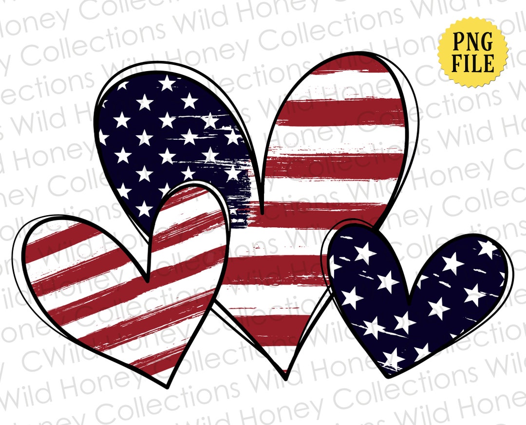 Patriotic Hearts Red White Blue Hearts Independence Day PNG - Etsy