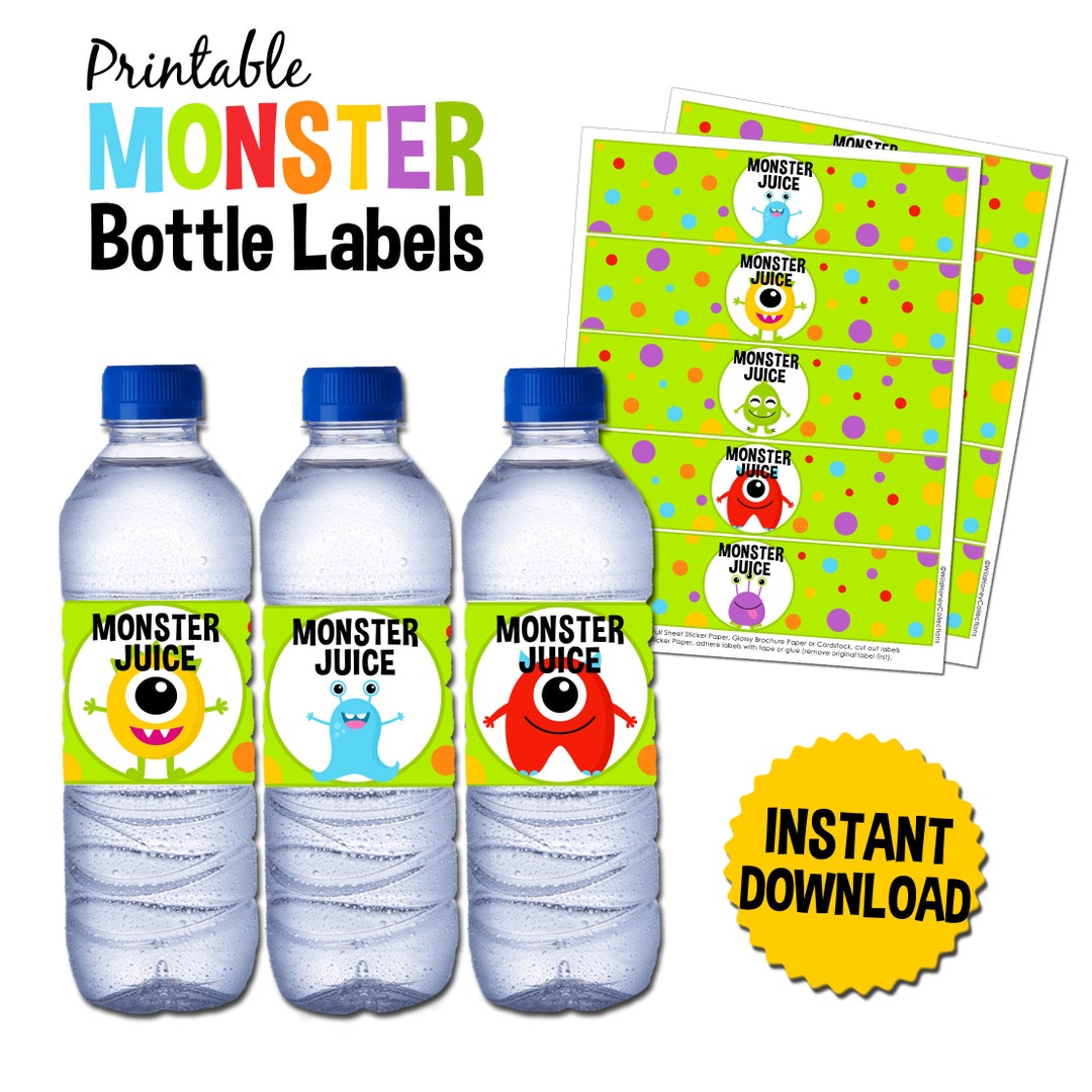 Monster Juice Bottle Labels: Kids Party Printables (digital Download ...